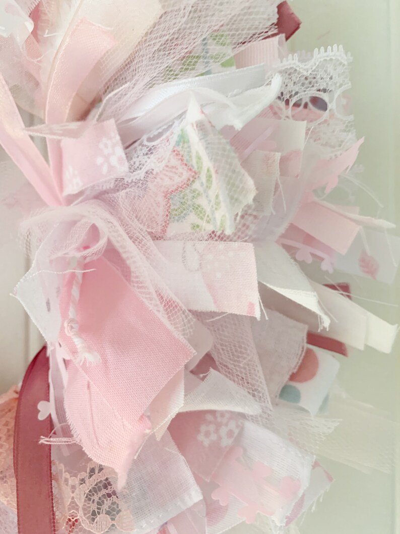 13 Pink Rag Wreath Nursery Wall Decor Girls Room | Etsy