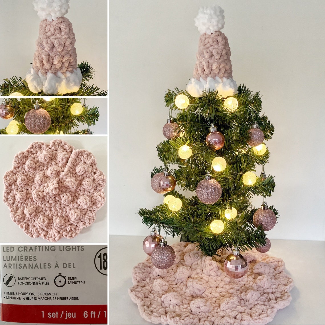 Blush Pink Christmas Decor Kit With Tree Crochet Tree Topper - Etsy