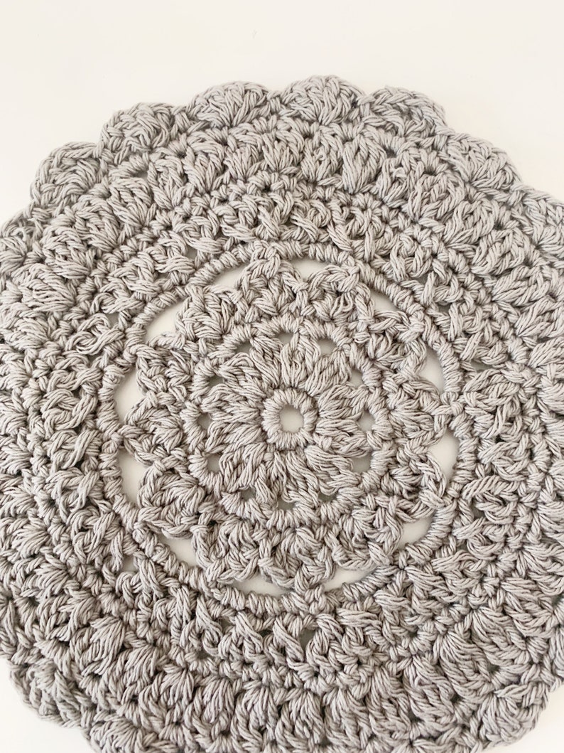 Round Crochet Doily Gray Farmhouse Table Decor Living Room - Etsy