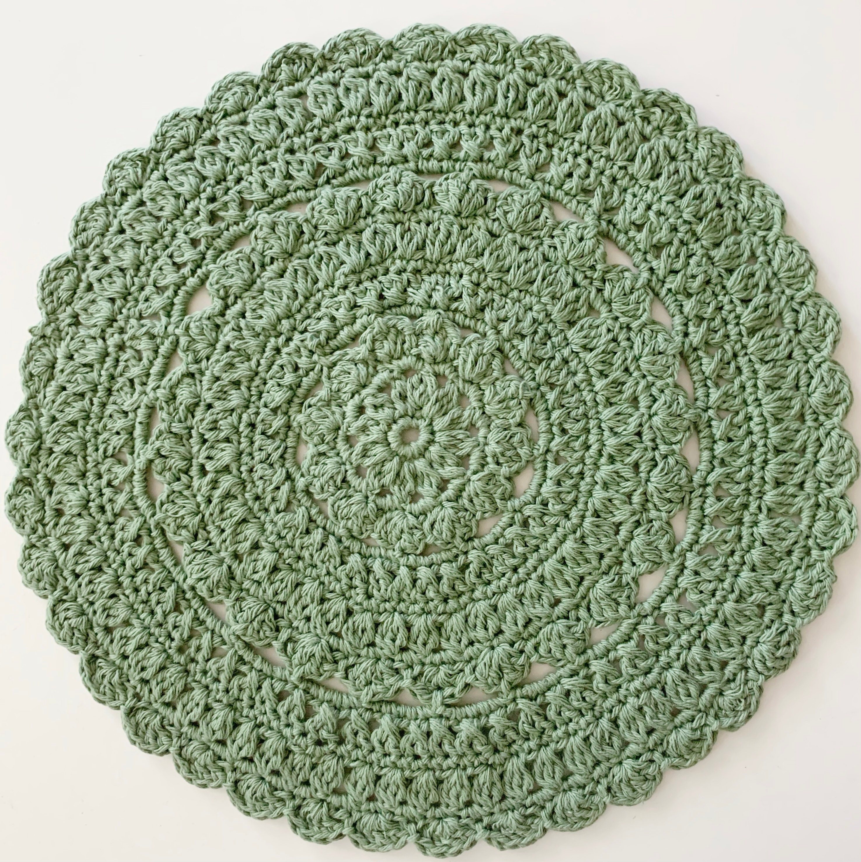 White Cotton Place Mat - Farmhouse Decor - Mandala Style Crochet Doily ...