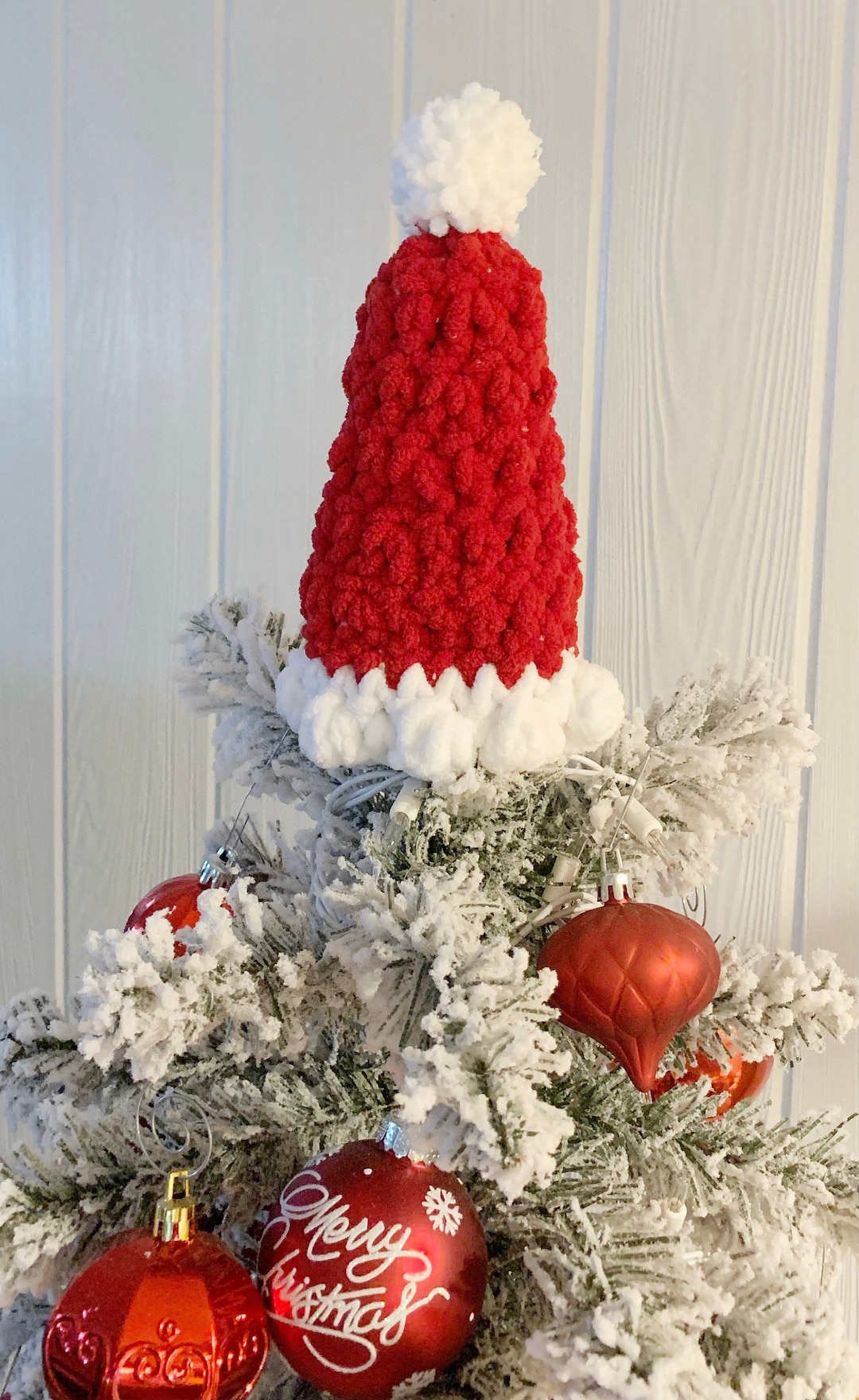 Santa Hat Christmas Tree Topper - Christmas Tree Decor Gift - Etsy