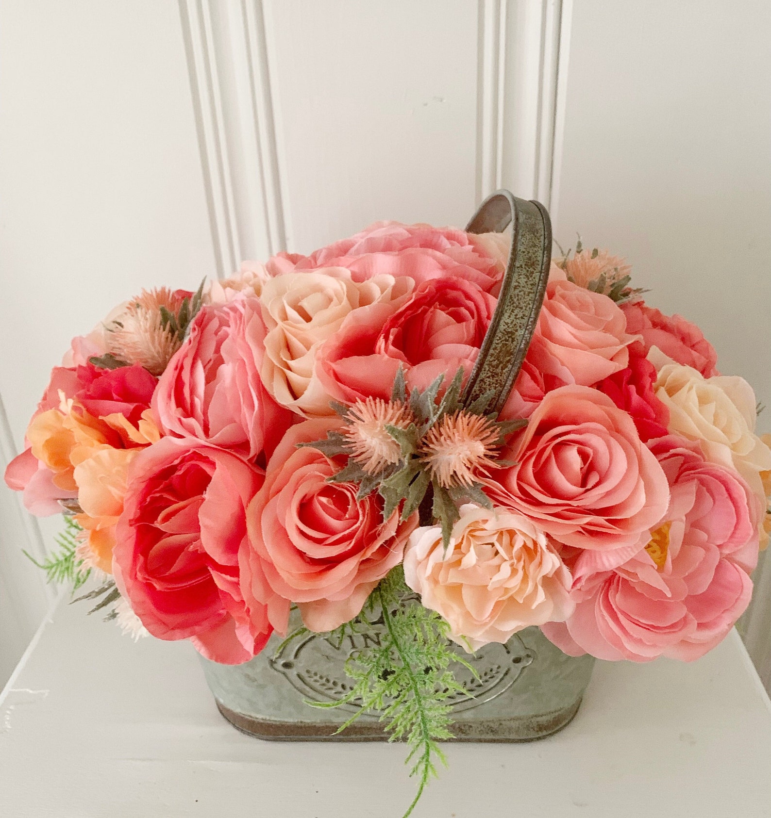 Rustic French country flower arrangement Farmhouse decor | Etsy