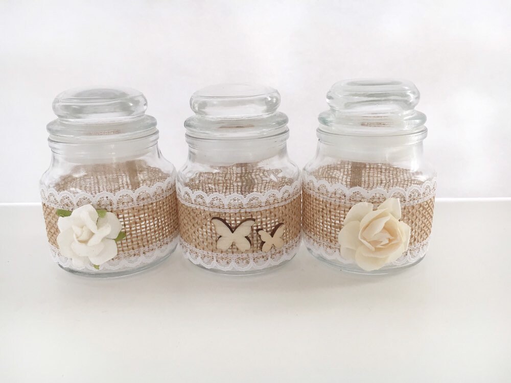 Decorative glass jar small small shabby chic mason jar | Etsy