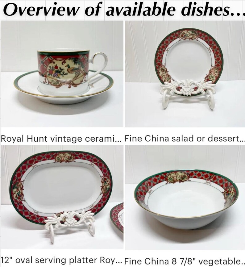 Fine China Dinner Plates Royal Hunt by Noritake - Vintage Ceramic Table ...