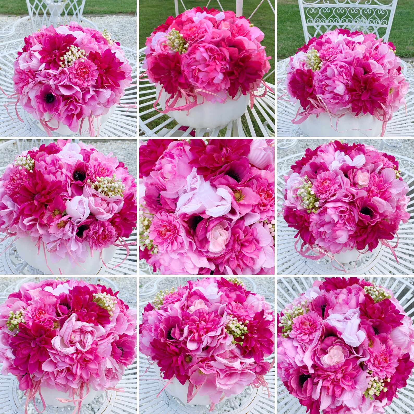 Large Pink Farmhouse Decor Floral Pumpkin Centerpiece Fall - Etsy