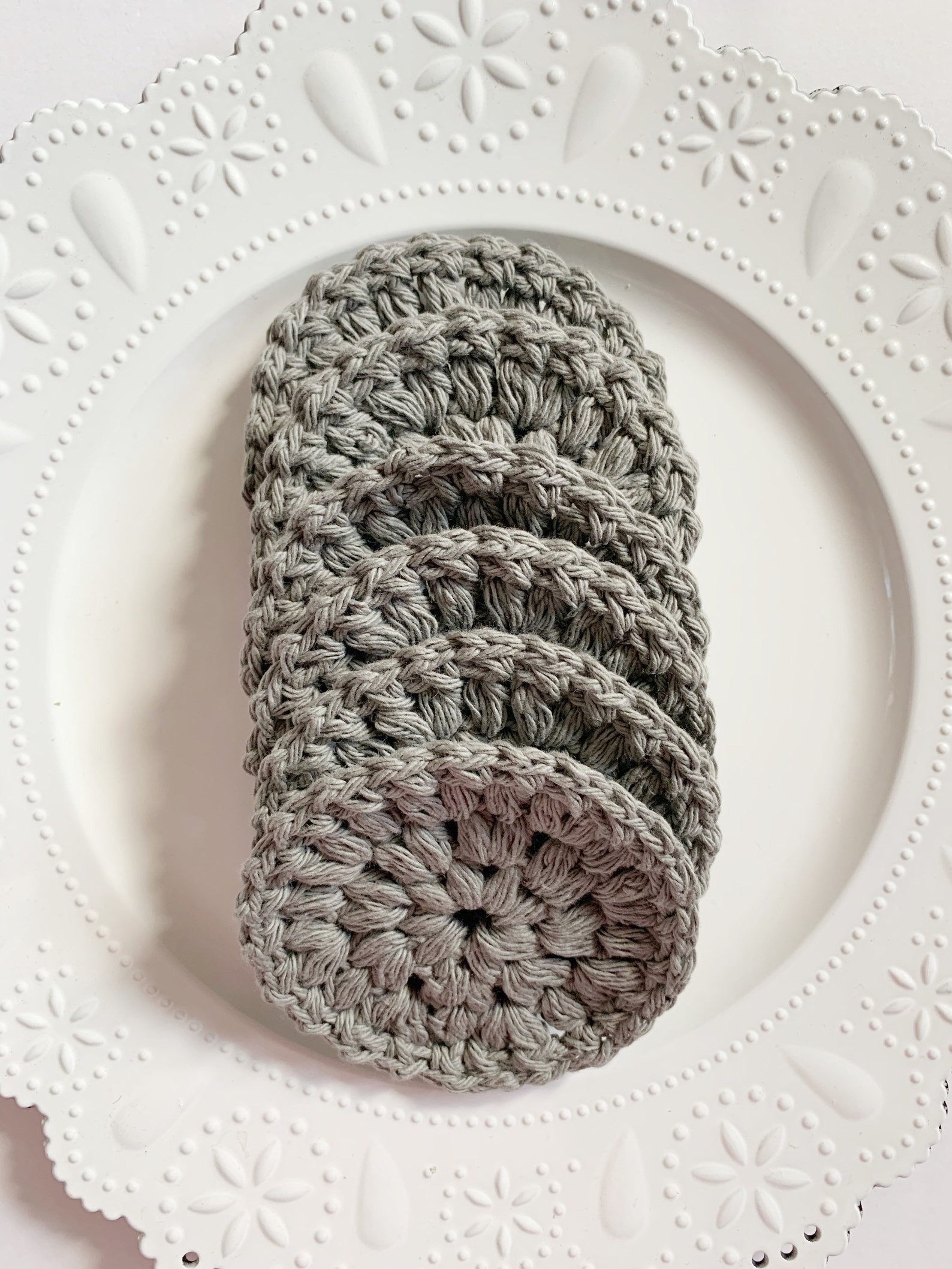 6 Gray Crochet Drink Coasters Coffee Bar Decor Coffee - Etsy