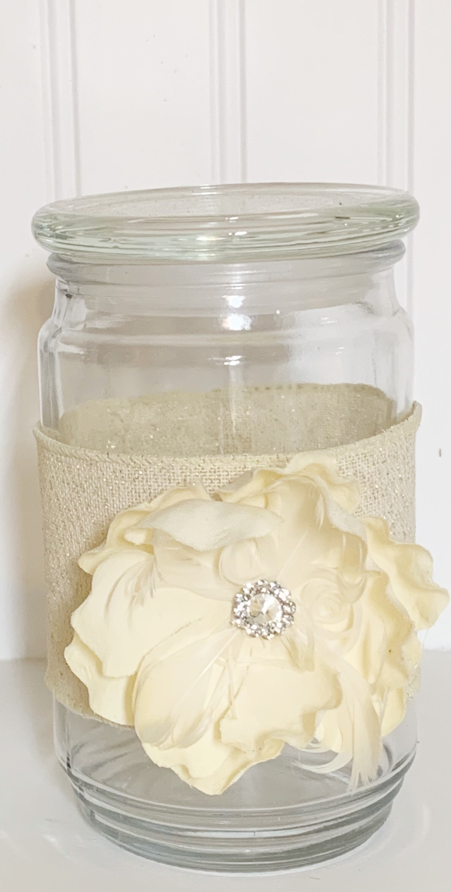 Glass jar container set of 2 decorative storage jars | Etsy