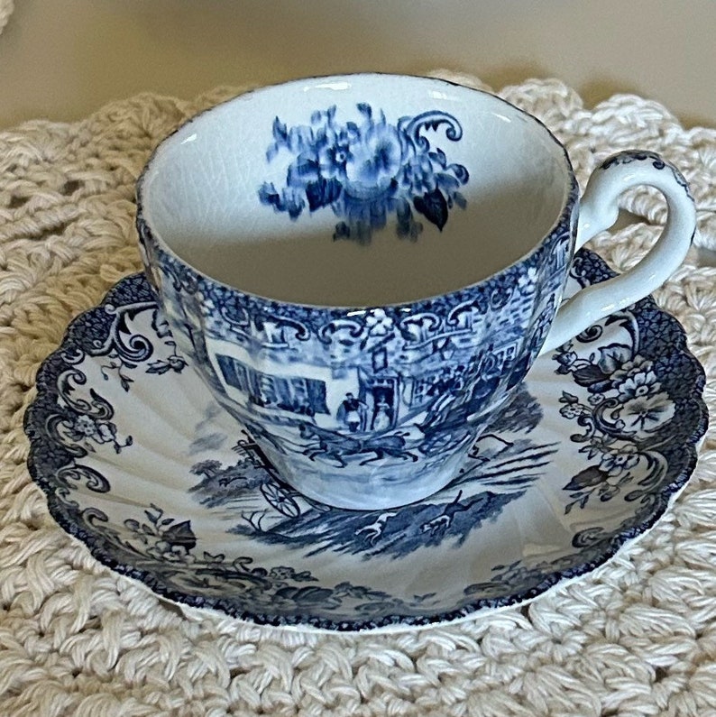 Teacup and Saucer Set coaching Scenes by Johnson Bros - Etsy