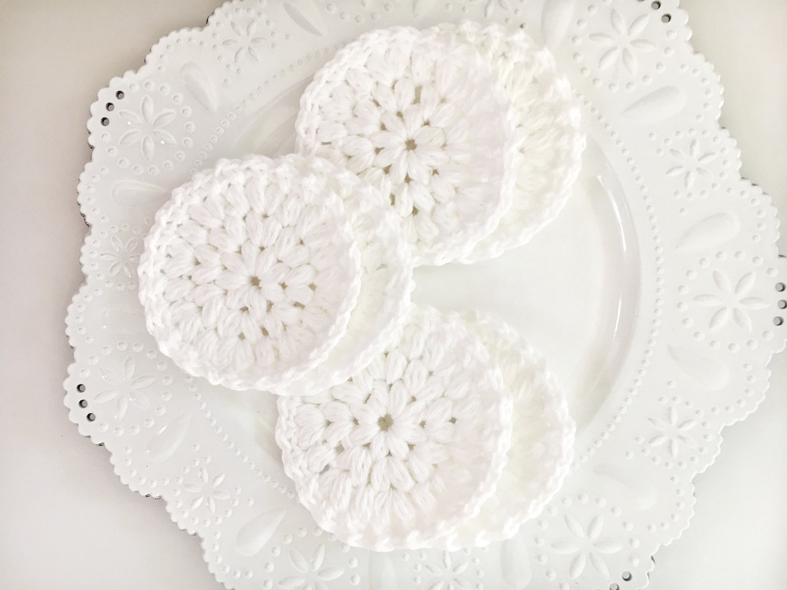 Coffee Bar Coaster Set of 6 Crochet Drink Coasters White - Etsy