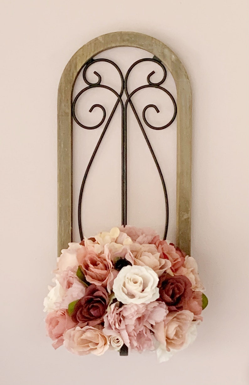 Rustic Farmhouse Wall Decor Floral Wall Sconce Flower | Etsy