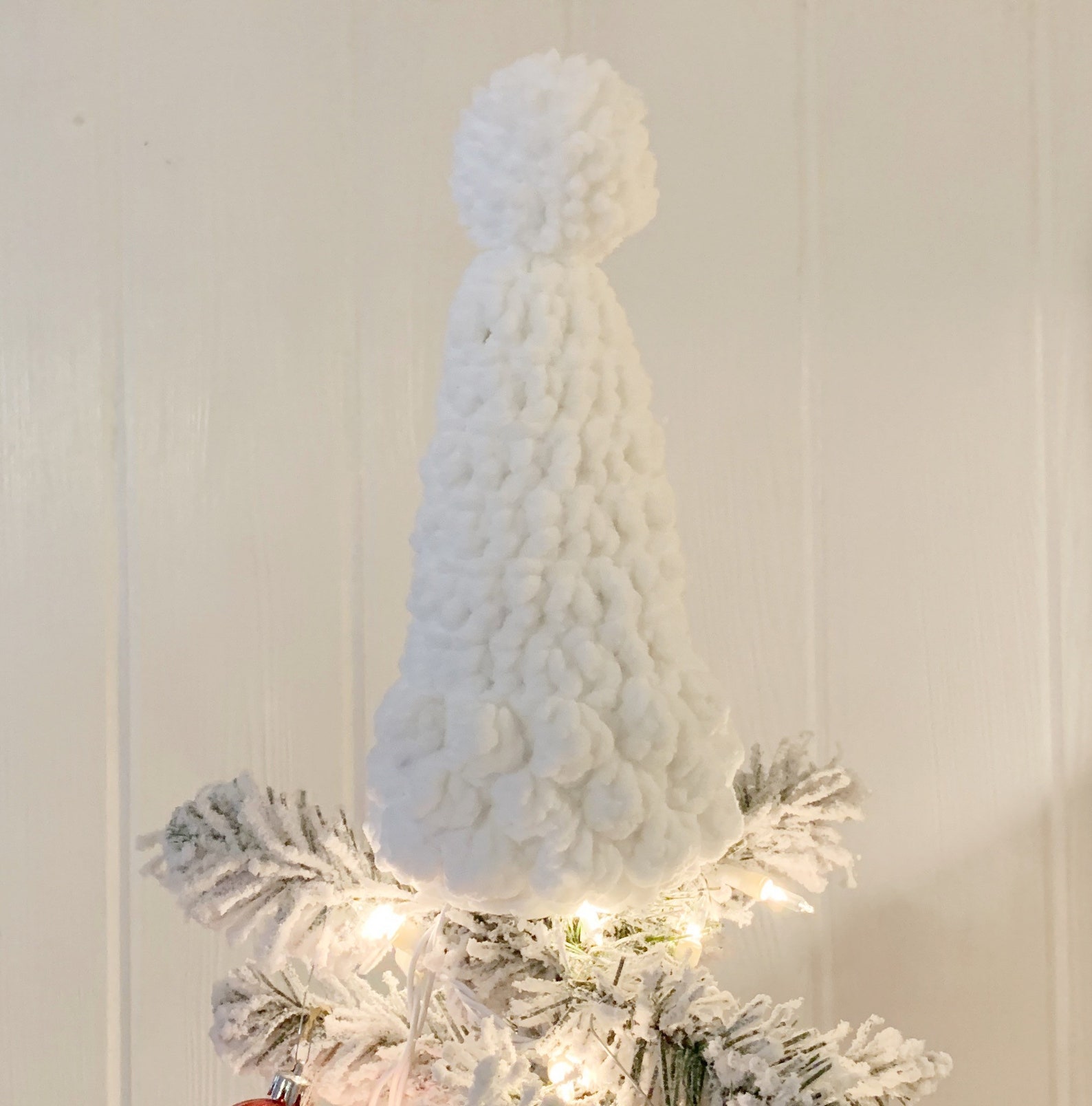 White Santa Hat Christmas Tree Topper Christmas Tree Decor - Etsy
