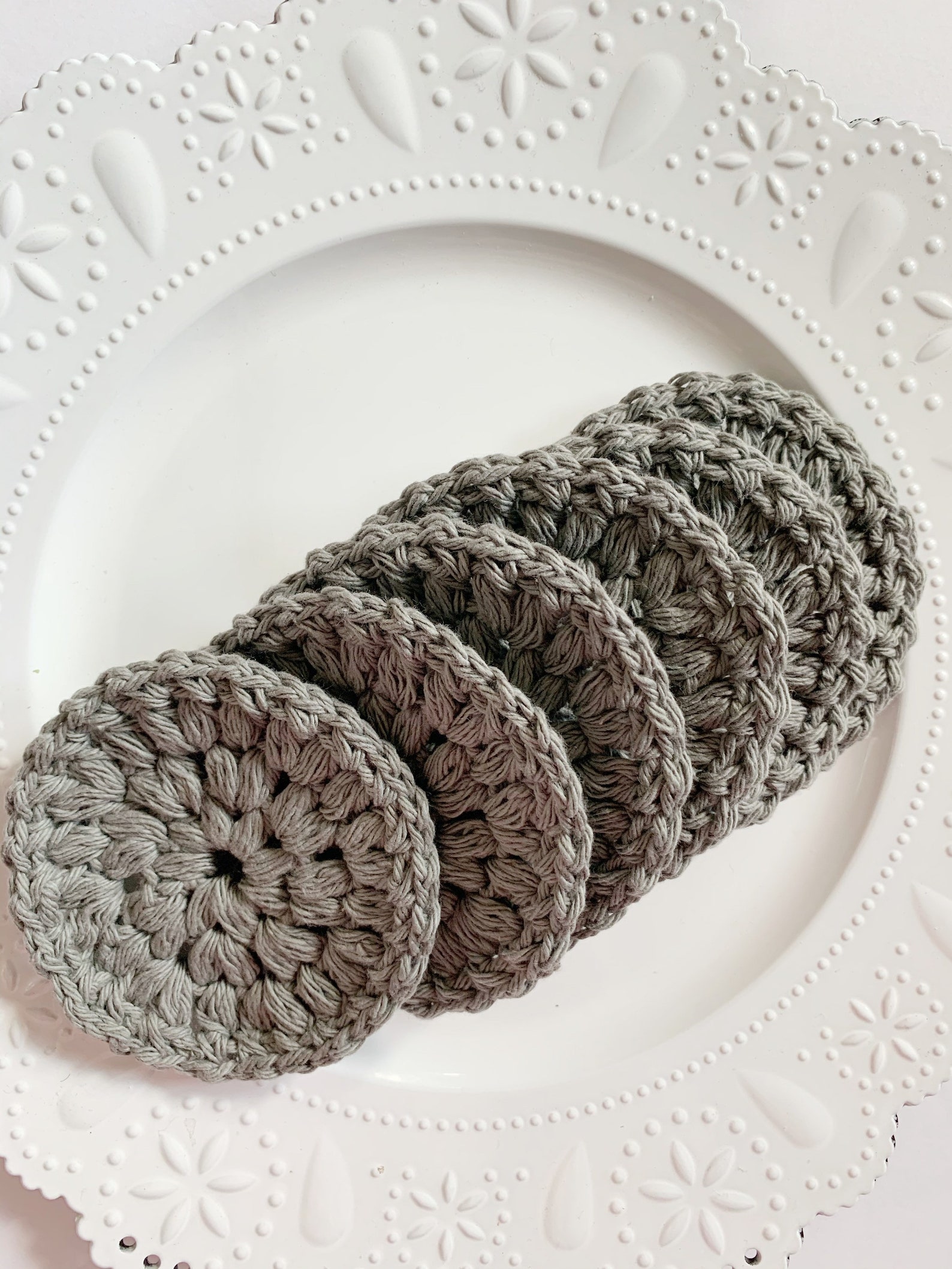 6 Gray Crochet Drink Coasters Coffee Bar Decor Coffee - Etsy