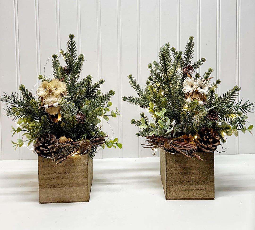 Woodland Owl Table Top Winter Decor Christmas Gift Holiday Decor - Etsy