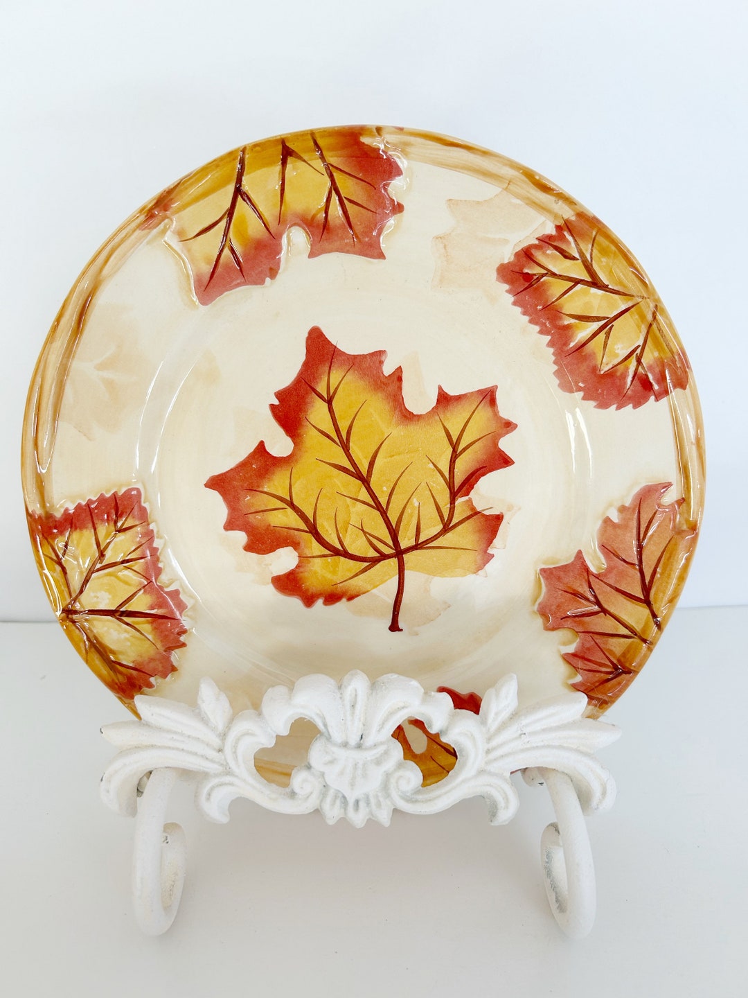 Autumn Leaves Vintage Plate - Fall Ceramic the Festive Table - Etsy