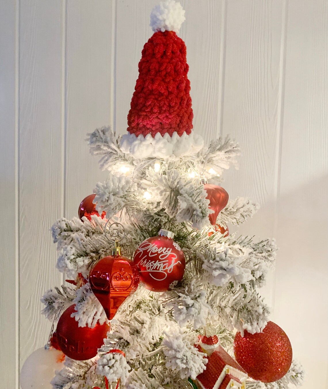 Santa Hat Christmas Tree Topper Christmas Tree Decor Gift - Etsy