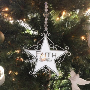FAITH Christmas Ornament Mirrored Christmas Tree Ornament Inspirational ...