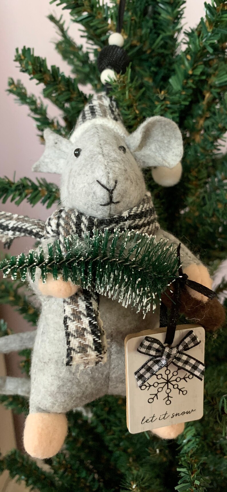 Christmas Mouse Farmhouse Tree Ornament Holiday Decor - Etsy
