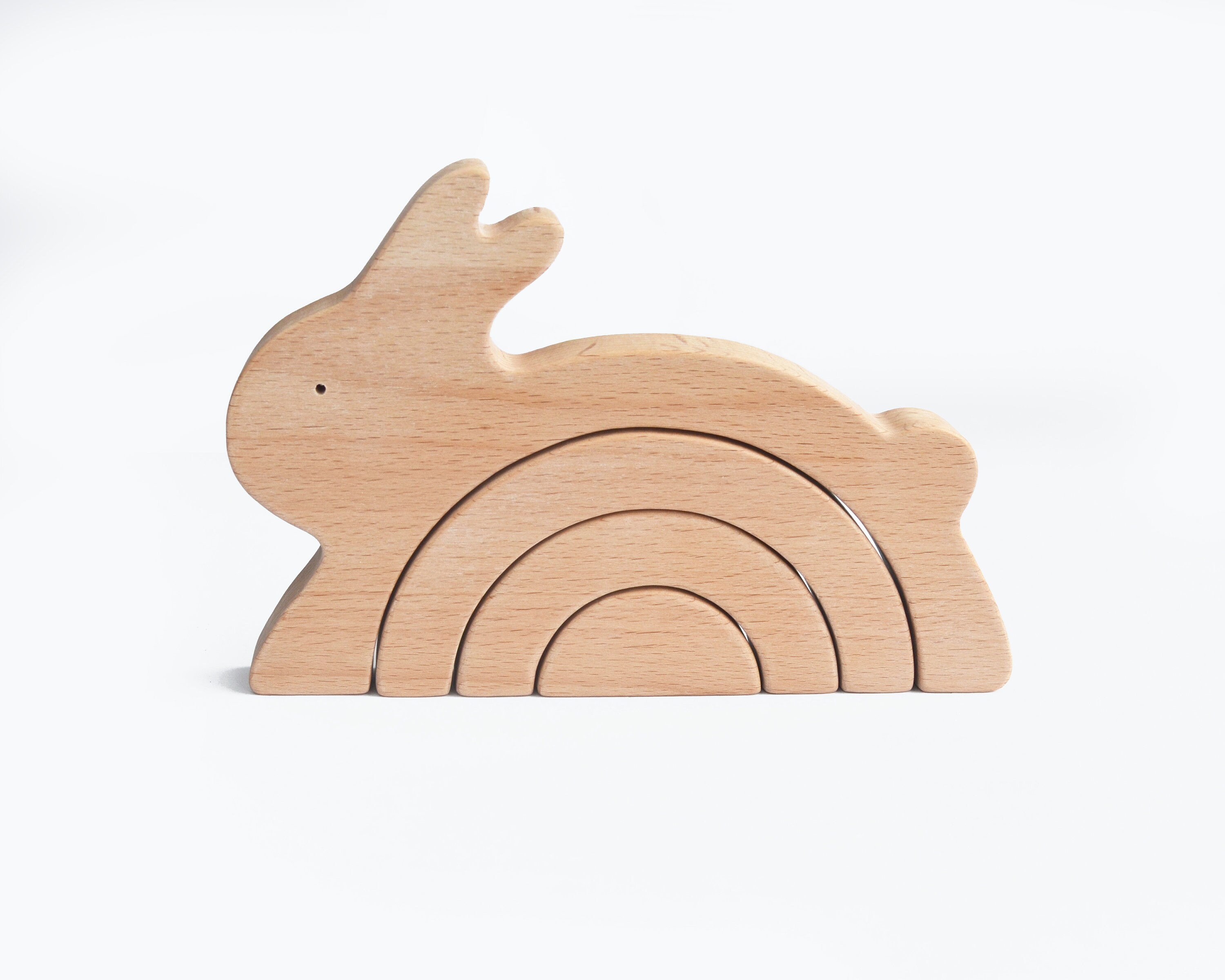 Bunny Wooden Rainbow Stacker Toy . Personalized Natural Wood | Etsy
