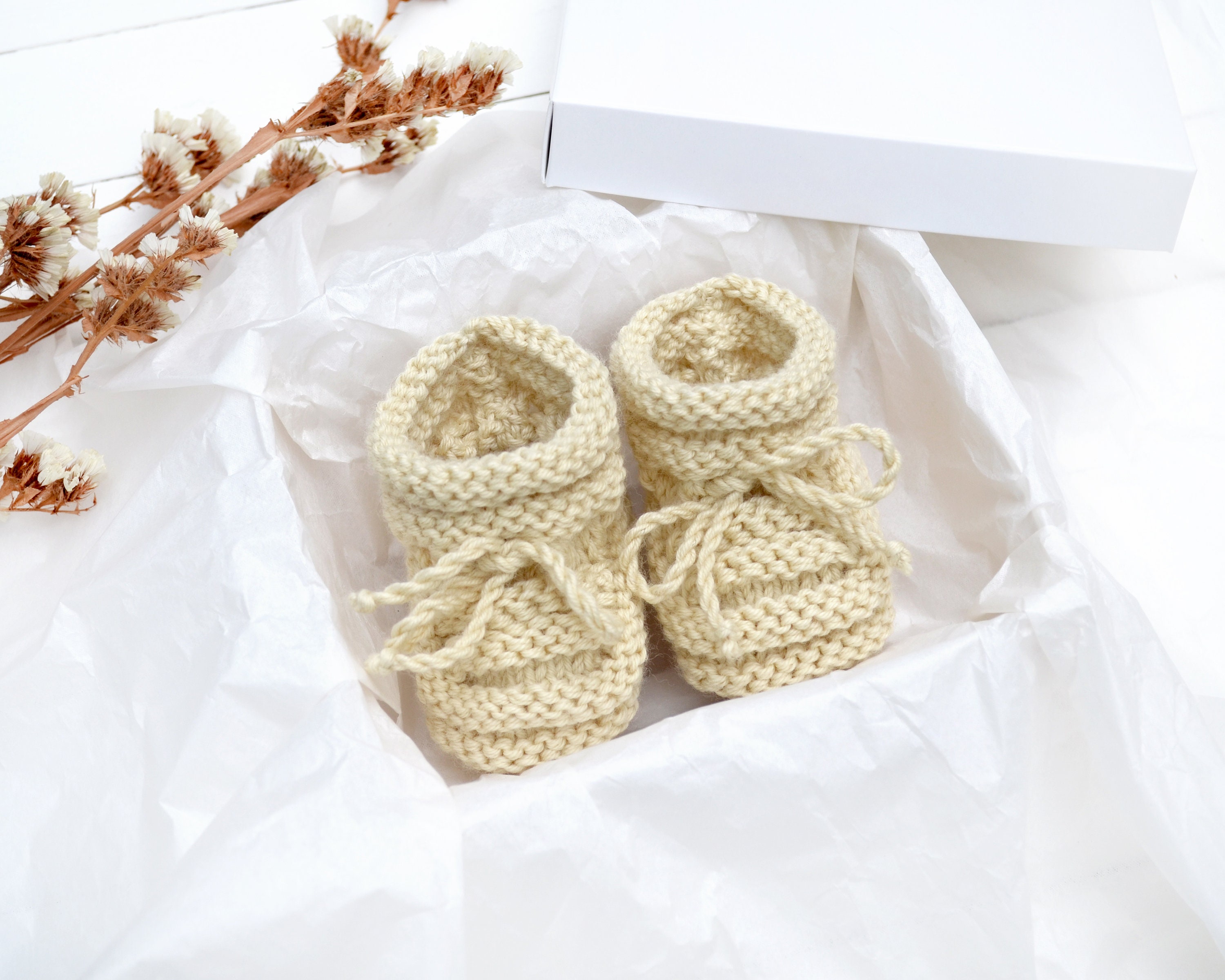 Knitted baby booties . Gender neutral new parents gift from | Etsy