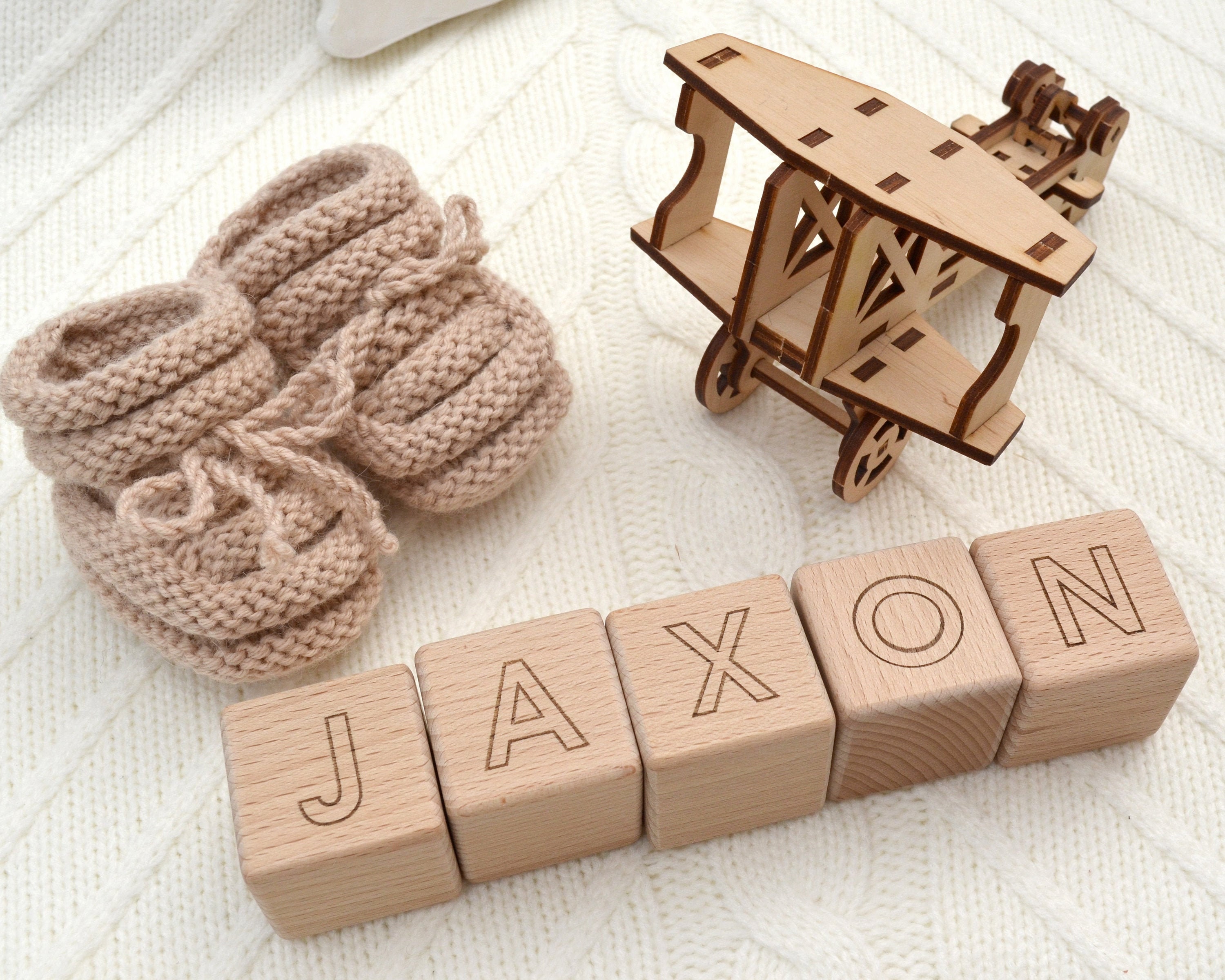 Baby wood name blocks for nursery . Personalized shelf decor . | Etsy