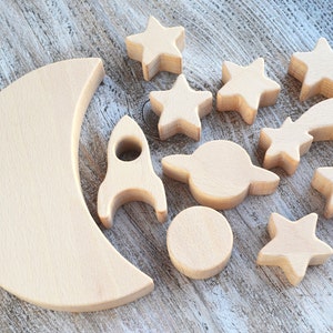 Personalized Space Themed Balance Toy Wooden Game for Children Moon ...