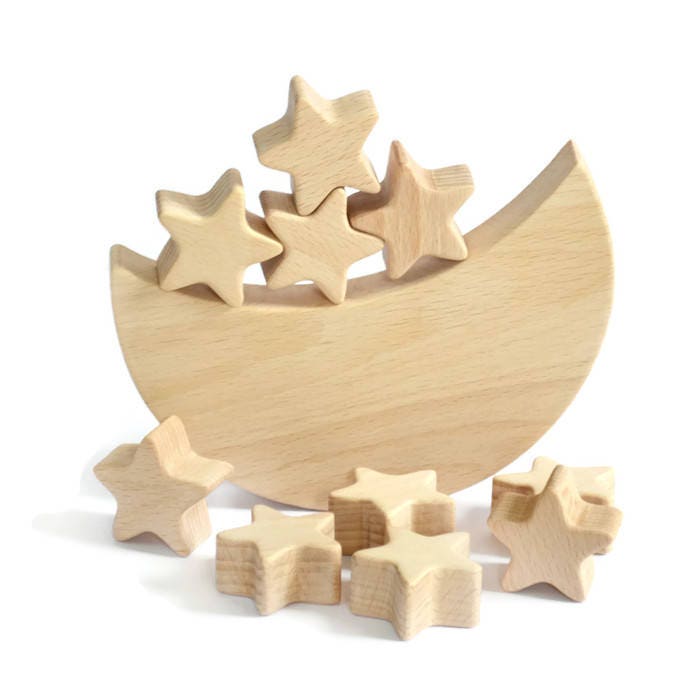 Personalized Moon and Stars wooden toy for children Wooden | Etsy