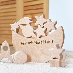 Personalized Space Themed Balance Toy Wooden Game for Children Moon ...