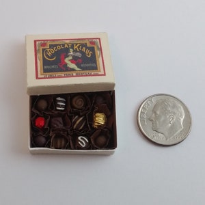Miniature Box of Chocolates 1:12 Assorted Sweets Dollhouse Size Candy ...