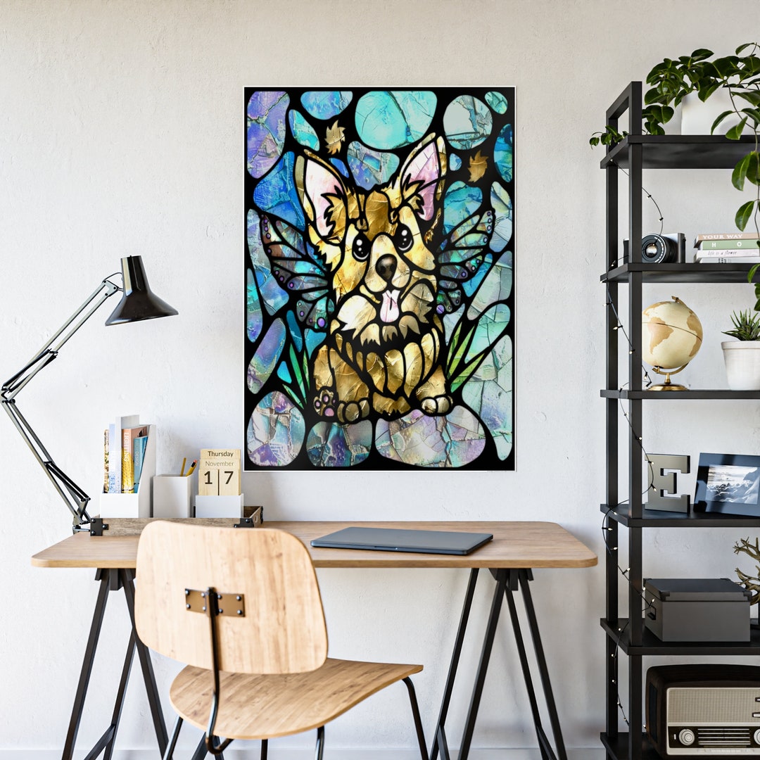 Corgi Poster, Fairy Poster, Stained Glass Art, Gifts for Women, Nature ...