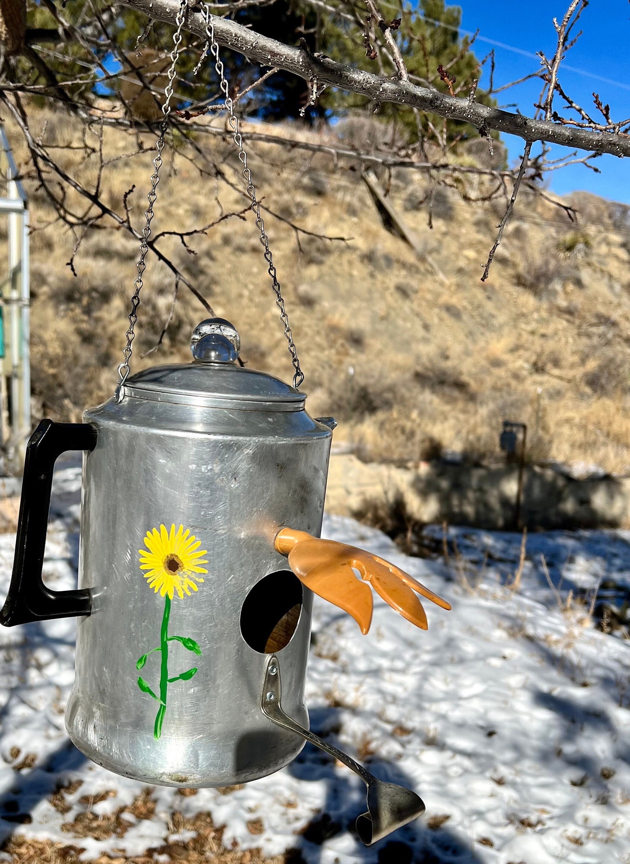 Upcycled Sunflower Coffee Percolator Bird House! - Etsy
