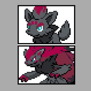 Zorua & Zoroark Portraits Pokemon Cross Stitch Pattern + Bonus Icons - Etsy