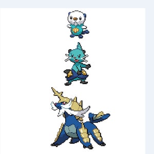Oshawott, Dewott, Samurott Evolution Sprites Cross Stitch Pattern - Etsy