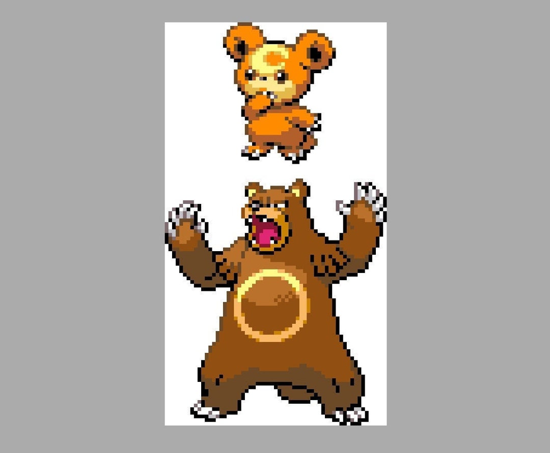 Teddiursa & Ursaring Full Sprites Cross Stitch Pattern - Etsy UK