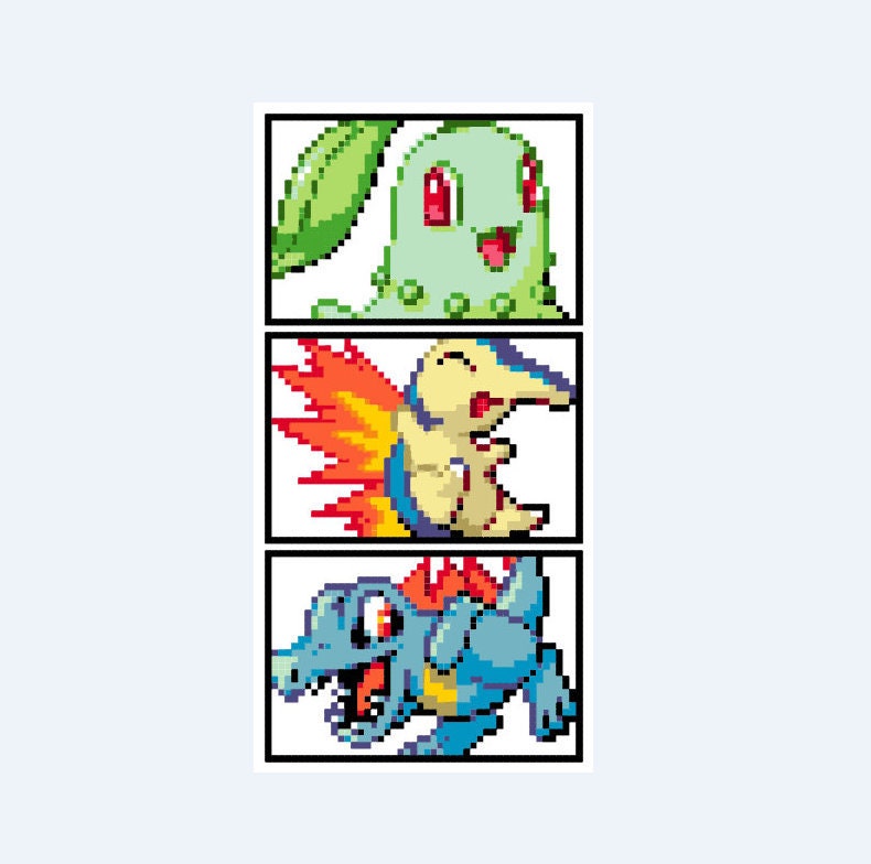 Johto Starters Chikorita Cyndaquil Totodile Pokemon Cross Stitch ...