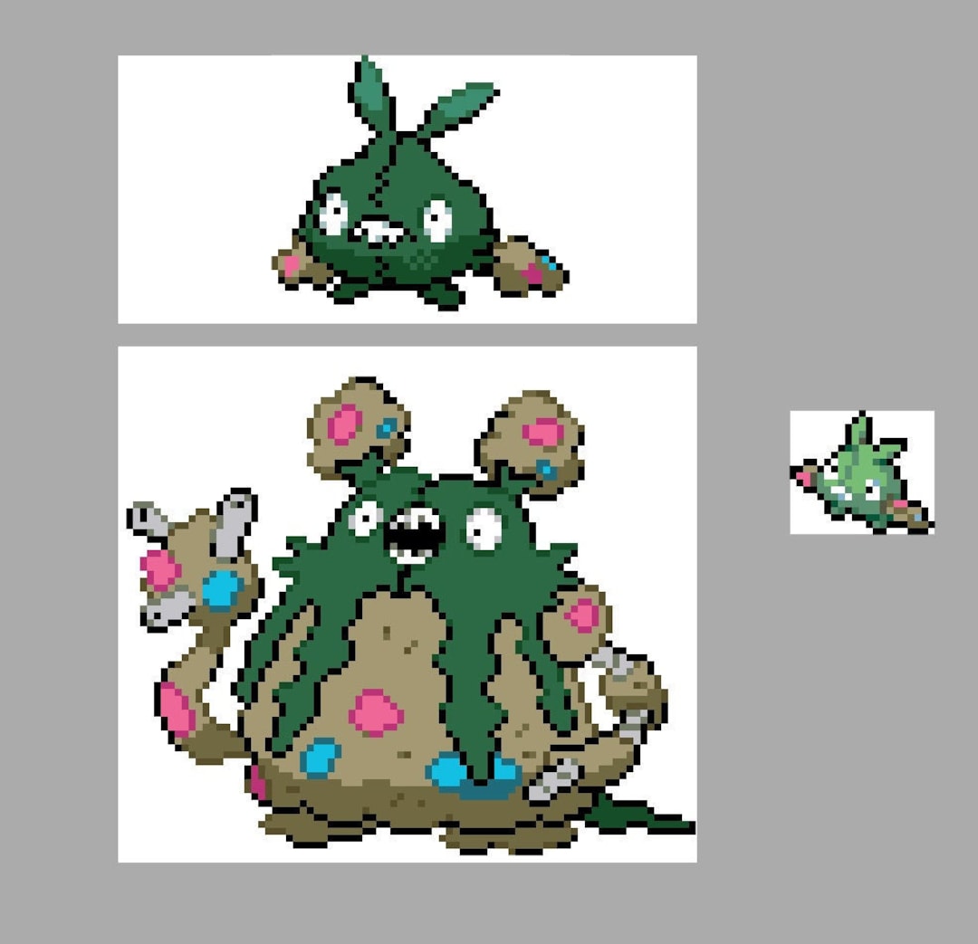 Trubbish & Garbador Sprites Easy Pokemon Cross Stitch Pattern + Bonus ...