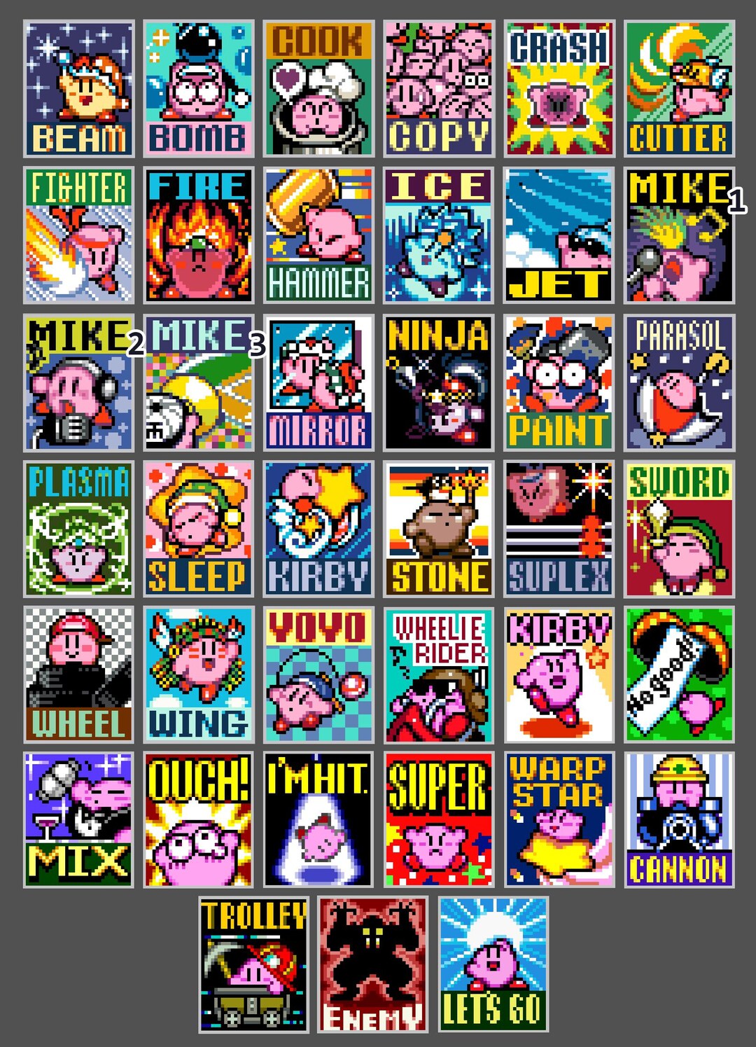 NEW & UPDATED! Choose From 39 Easy Kirby Super Star (SNES) Cross Stitch ...