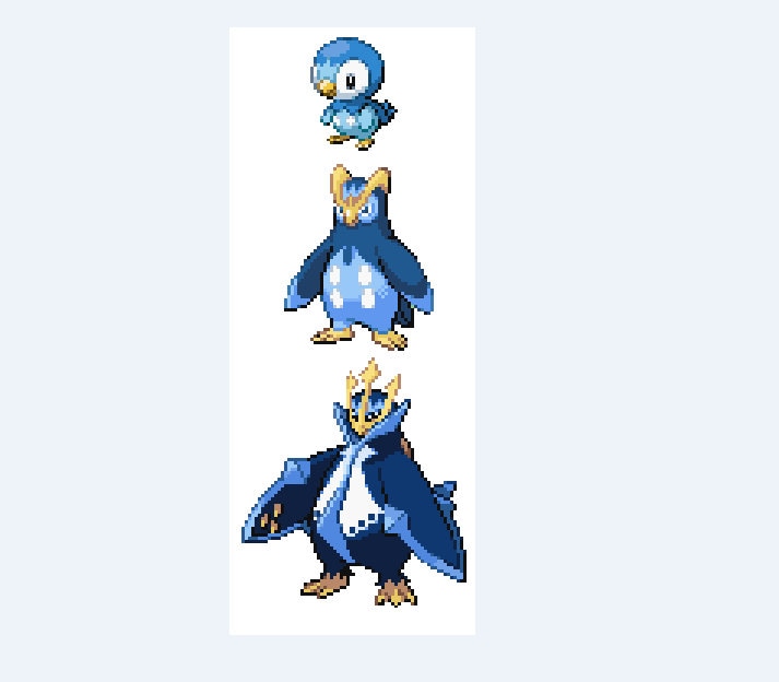 Piplup Prinplup Empoleon Evolution Sprites Cross Stitch - Etsy UK