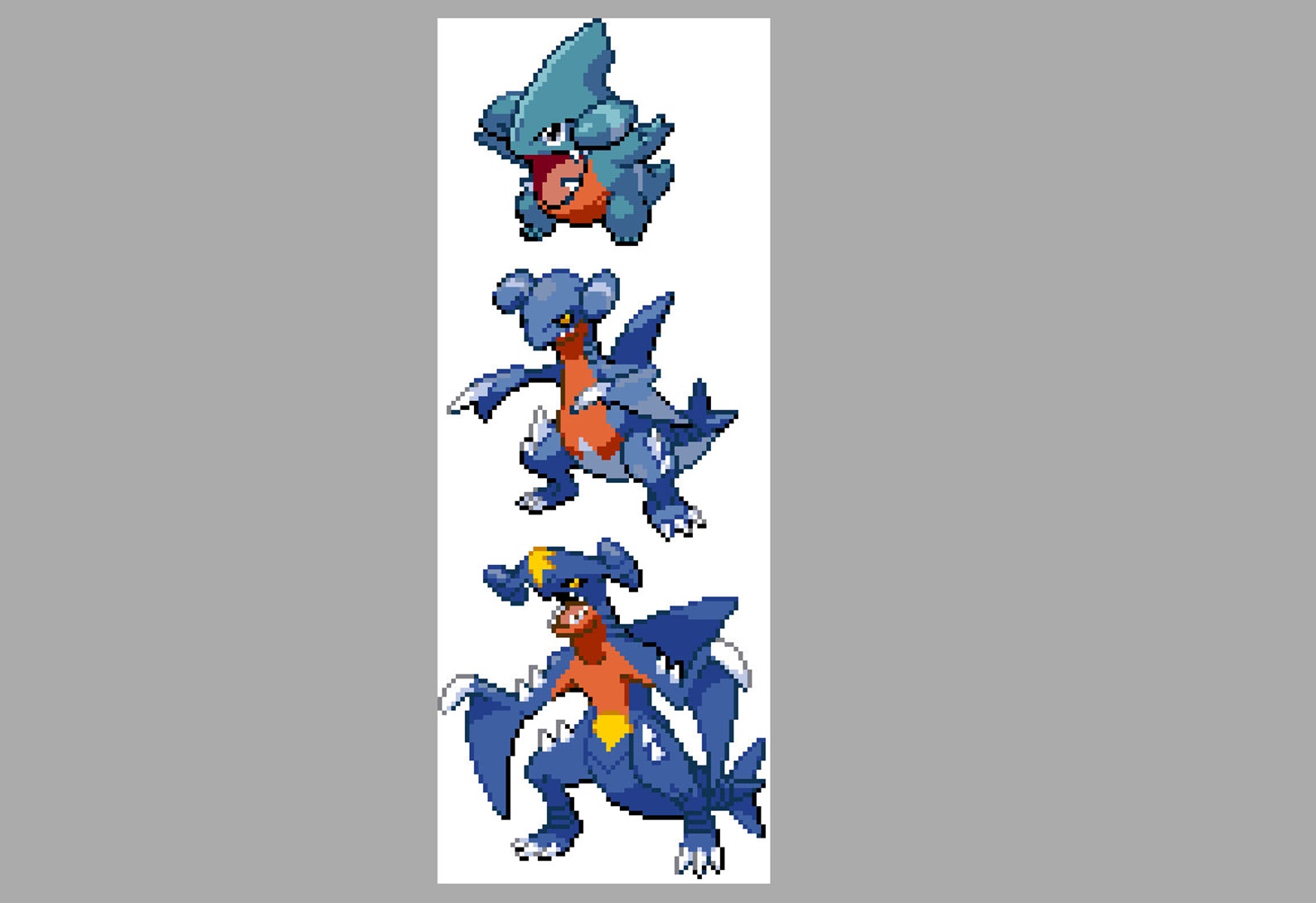 Gible Gabite Garchomp Evolution Sprites Cross Stitch Pattern - Etsy Finland