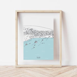 Port Isaac Print | Cornwall Print | Cornwall Illustration | Coastal ...