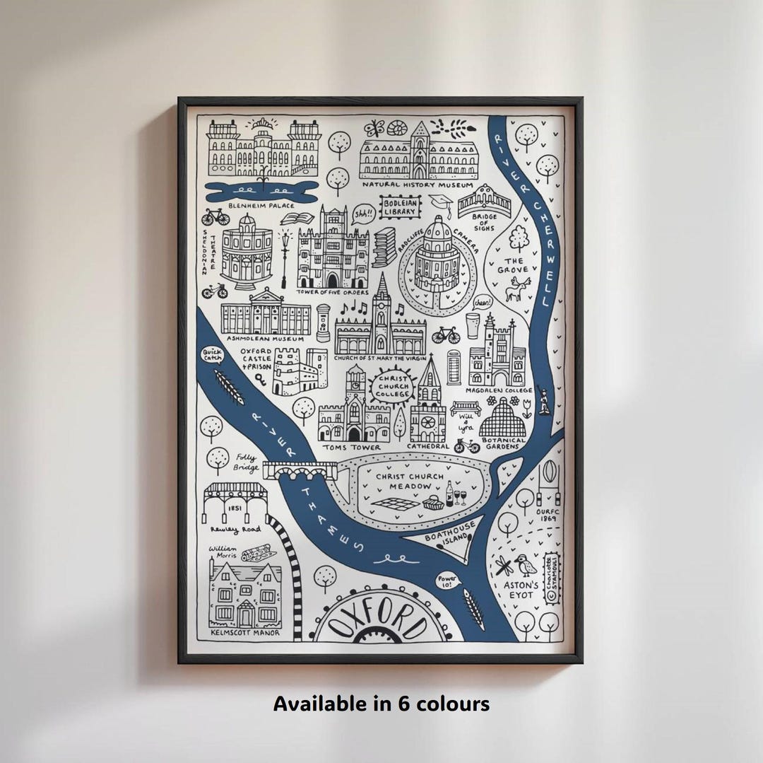 Oxford City Map | Illustrated Oxford Map | Oxford Print | Oxford ...