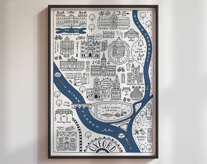 Oxford City Map | Illustrated Oxford Map | Oxford Print | Oxford ...