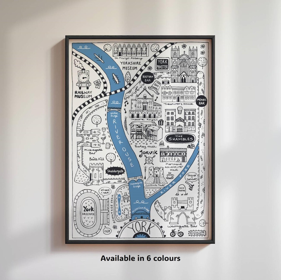 York City Map | Hand Drawn York Map | York Print | York University Gift ...