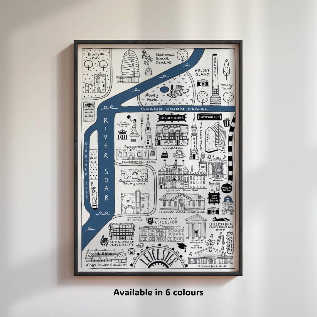 Leicester City Map | Leicester Print | Leicester University Graduation ...