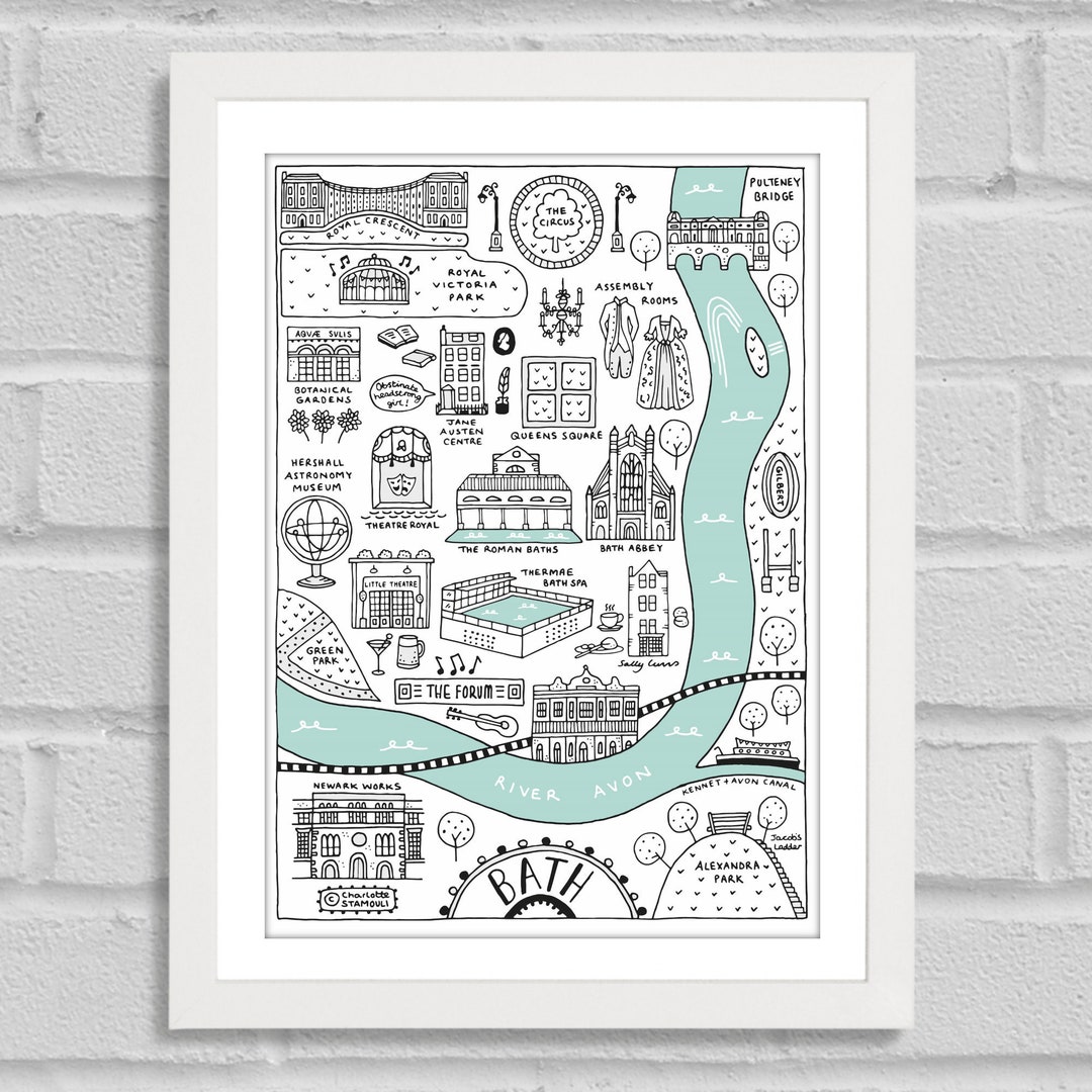 Bath City Map Illustrated Map of Bath Bath Print - Etsy UK