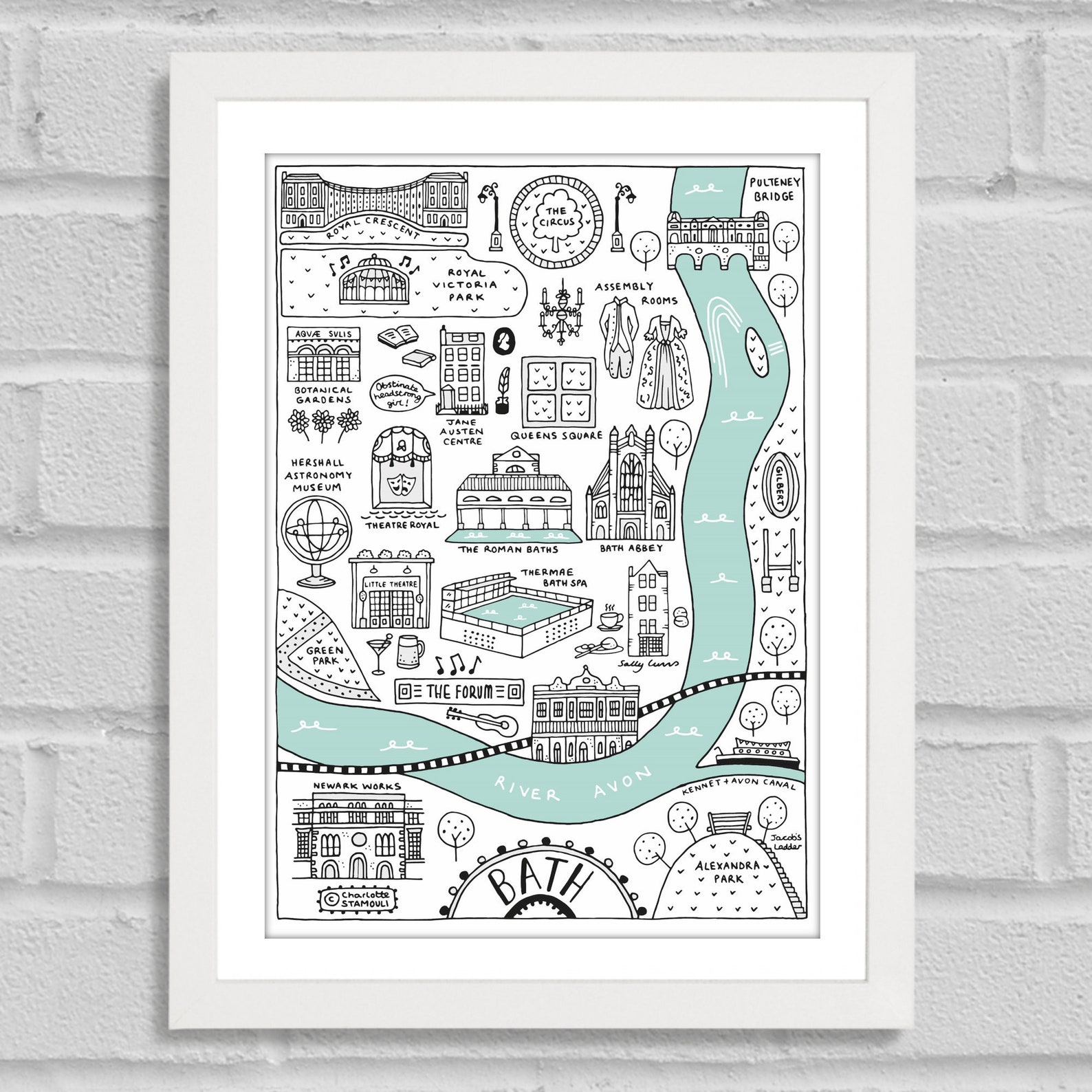 Bath City Map Illustrated Map of Bath Bath Print - Etsy UK