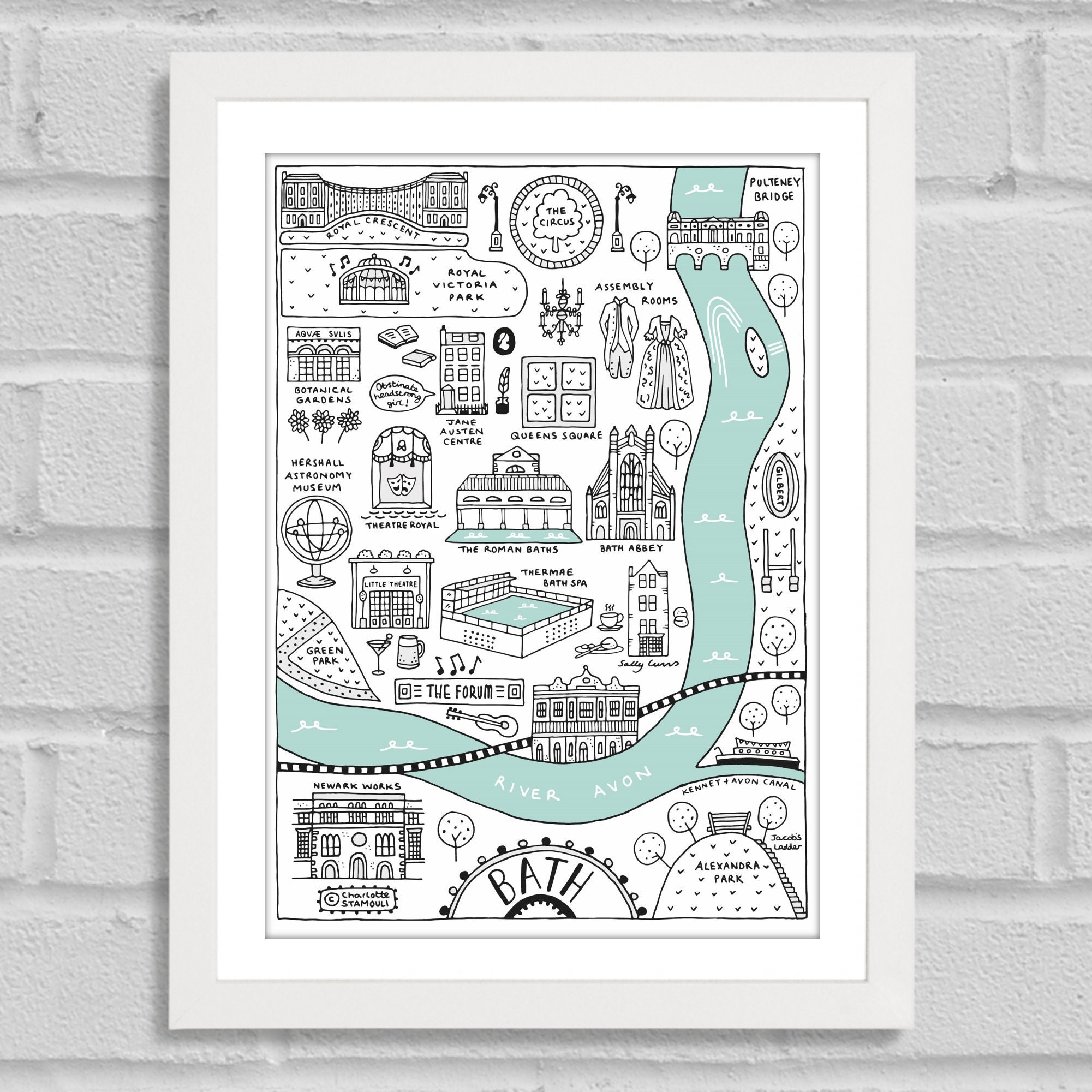 Bath City Map Illustrated Map of Bath Bath Print - Etsy UK