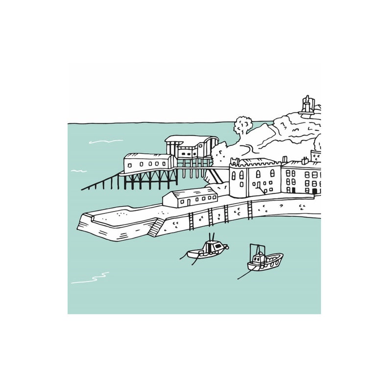 Tenby Harbour Print Tenby Harbour Illustration - Etsy