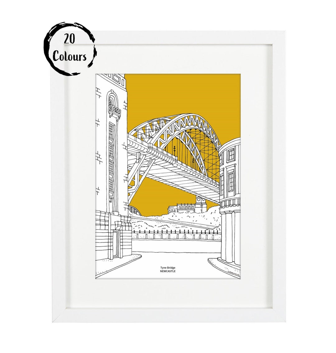 Newcastle Tyne Bridge Print Tyne Bridge Illustration Architectural ...
