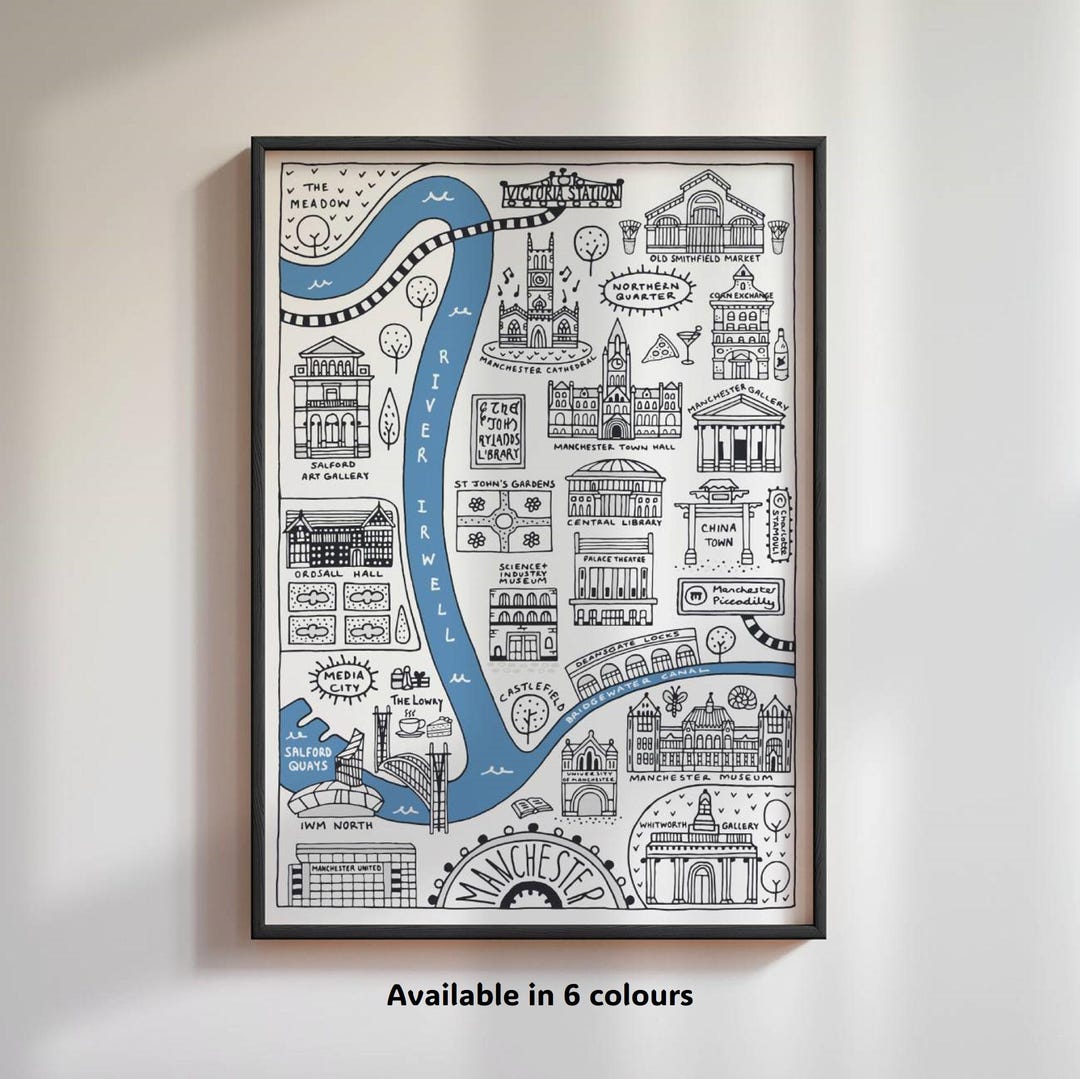 Manchester Illustrated City Map | Hand Drawn Manchester Map ...