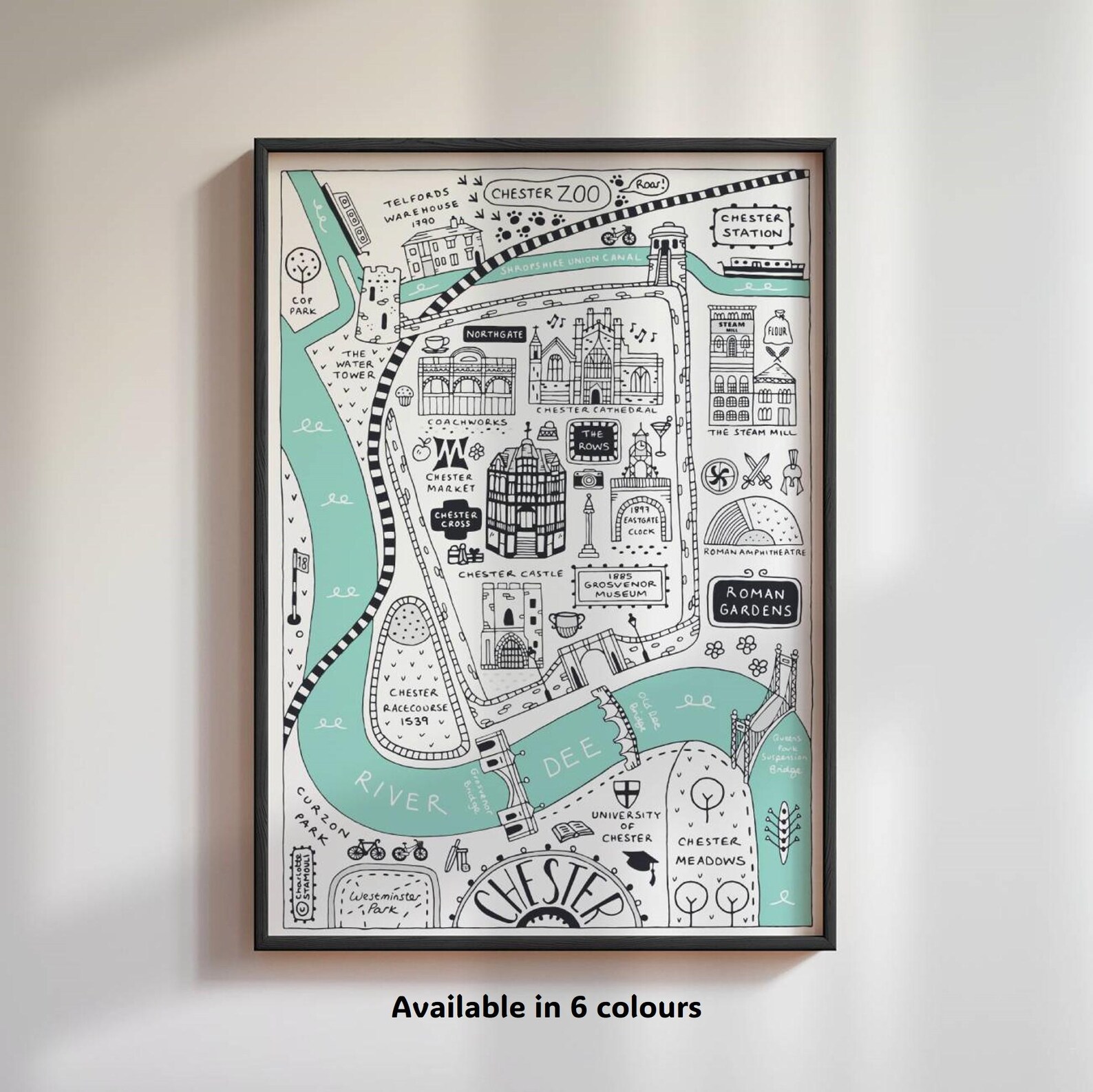 Chester City Map | Hand Drawn Map | Chester Print | Birthday Gift ...